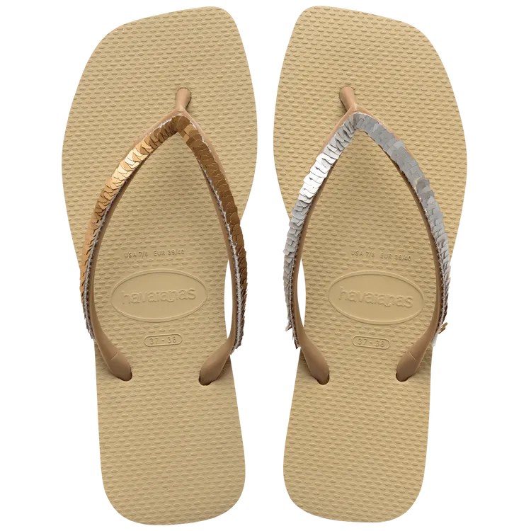 Sand Grey Slim Square Magic Sequin Flip Flops | HAVAIANAS
